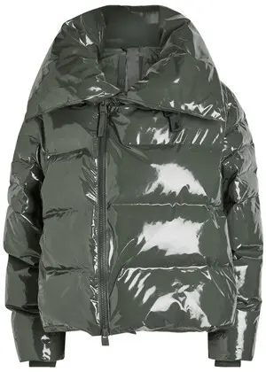 Rains Alta Vision Waterproof Quilted Jacket - Dark Green