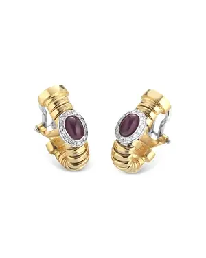 ALBERTO MILANI 18k Yellow Ruby & Diamond Tubogas Huggie Hoop Earrings - Gold
