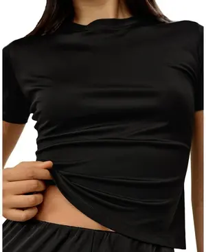 Lilysilk Slim Fitted Silk Jersey Tee - Black