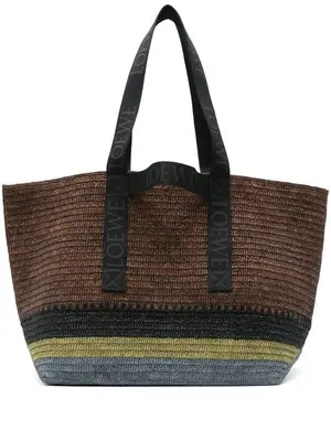 Loewe Fold Raffia Tote - Brown
