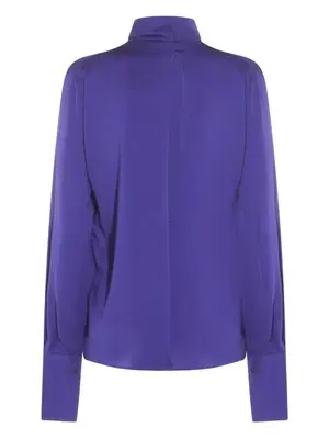 TOM FORD Silk High Neck Blouse - Blue