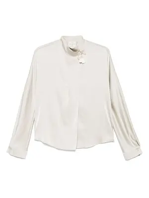 TOM FORD Silk High Neck Blouse - Silver