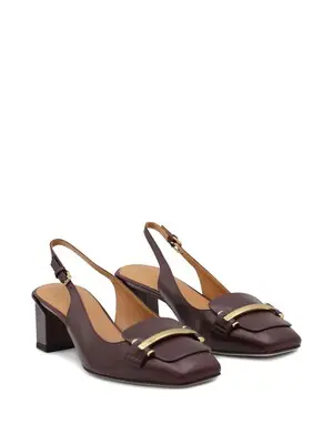 TOD'S Leather Slingback Pumps - Brown