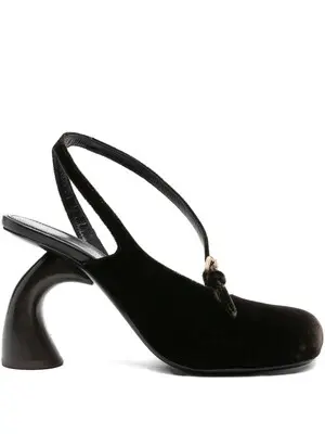 DRIES VAN NOTEN CAPSULE Leather Velvet Slingback Sandals