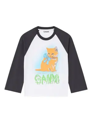 GANNI Kitty Baby Organic Cotton T-shirt - White