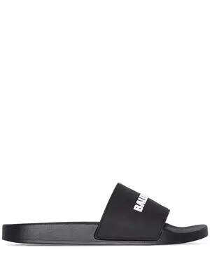 Balenciaga Pool Slide Bal Logo - Black