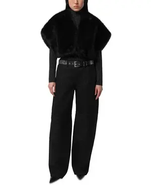 Apparis Devin Faux Fur Shrug - Noir