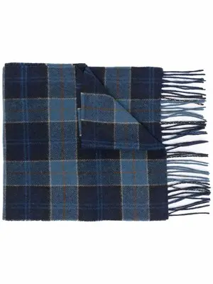 Barbour Tartan Wool Scarf - Blue