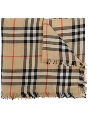 Burberry Check Print Scarf - Beige