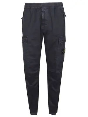 Stone Island Cotton Trousers With Logo - Blue