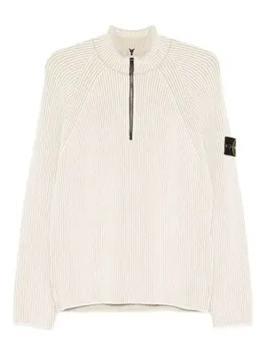 Stone Island Zip-up Sweater - White