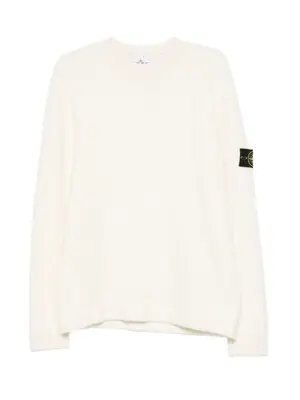 Stone Island Ribbed Crew Neck Sweater - White