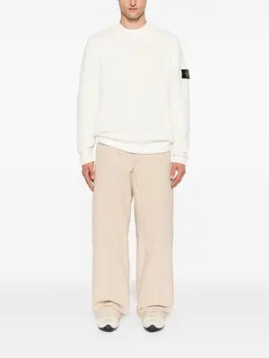 Stone Island Ribbed Crew Neck Sweater - White