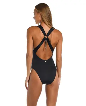 SUNSHINE 79 Solid V Plunge One-piece Swimsuit