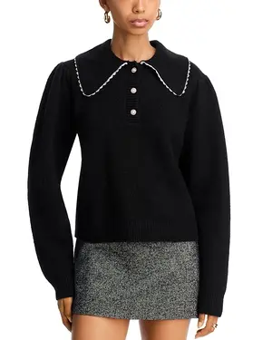 Aqua Collared V-neck Sweater