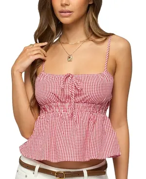 EDIKTED Zahara Gingham Babydoll Top - Red