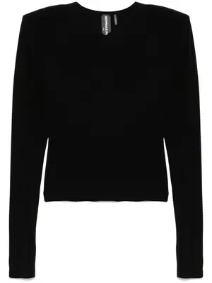 FORTE_FORTE V-necked Top - Black