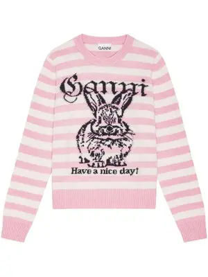 GANNI Wool Crewneck Jumper - Pink