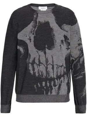 Alexander McQueen Skull Wool Sweater - Grey