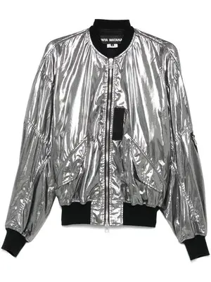 Junya Watanabe Metallic Effect Bomber Jacket - Silver