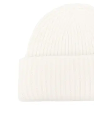 Soft Goat Cashmere Ribbed Beanie - White