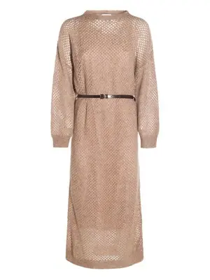 Brunello Cucinelli Wool Long Dress - Brown