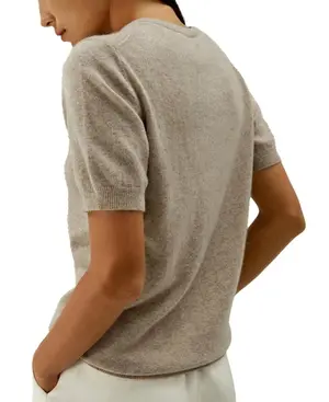 Lilysilk Basic Crew Neck Knit Top - Camel
