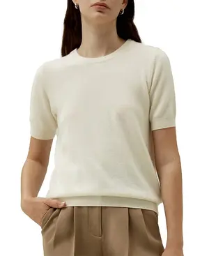 Lilysilk Basic Crew Neck Knit Top - White