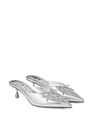 JIMMY CHOO Scarlett 50 Leather Mules - Silver