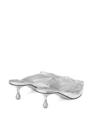 JIMMY CHOO Scarlett 50 Leather Mules - Silver