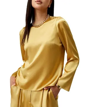 Long Sleeve Silk Tops