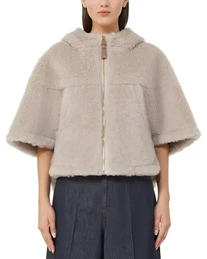 Max Mara Petalo Hooded Teddy Cape
