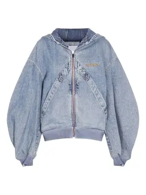 Attico Hooded Denim Jacket - Sky Blue