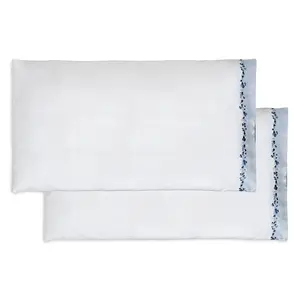 DEA LUXURY LINENS Incanto Embroidery Standard Pillowcase, Pair - Ice Blue Embroidery
