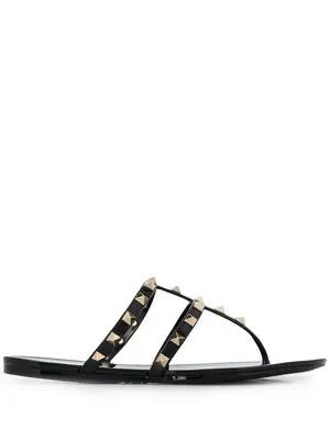 Valentino Garavani Rockstud Thong Sandals - Black