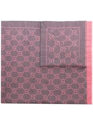 Gucci Gg Wool Scarf Pink
