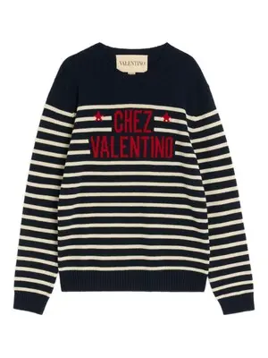 Valentino Garavani Chez Wool Striped Sweater - Blue
