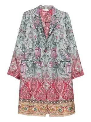 PIERRE-LOUIS MASCIA Silk Printed Single-breasted Coat - Multi