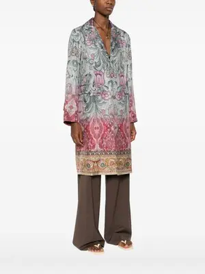 PIERRE-LOUIS MASCIA Silk Printed Single-breasted Coat - Multi