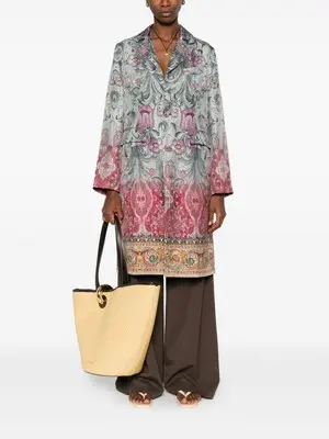 PIERRE-LOUIS MASCIA Silk Printed Single-breasted Coat - Multi