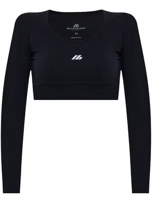 Balenciaga Logo Cropped Top - Black