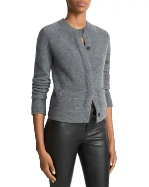 Vince Shrunken Boiled Cashmere Crewneck Cardigan