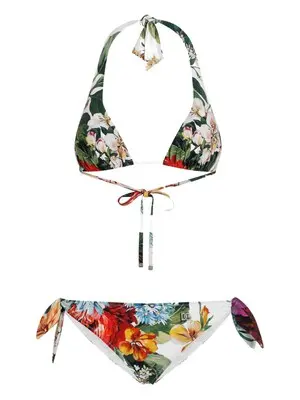 Dolce & Gabbana Floral Print Bikini Set - White