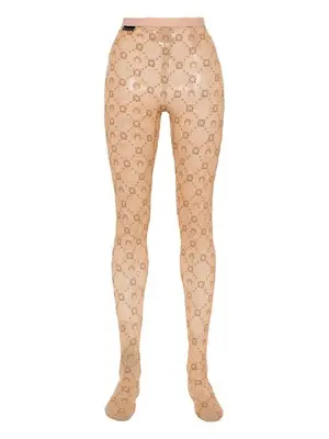 MARINE SERRE Monogram Tights - Beige