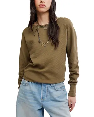 Free People We The Free Jess Long Sleeve Sweatshirt - Beech Leaves