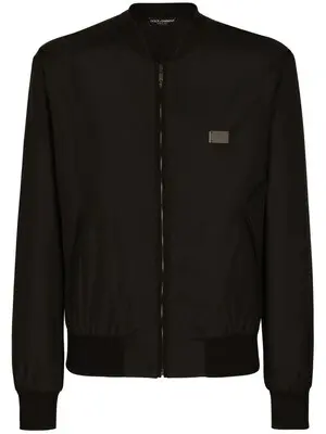 Dolce & Gabbana Nylon Jacket With Logo Plaque - Black