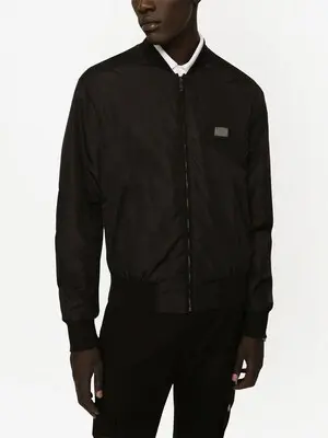 Dolce & Gabbana Nylon Jacket With Logo Plaque - Black