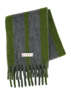 Marni Contrasting Double Stripe Scarf - Grey