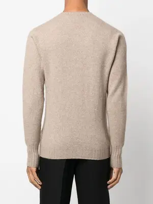 DRUMOHR Round Neck Long Sleeve Sweater - Beige