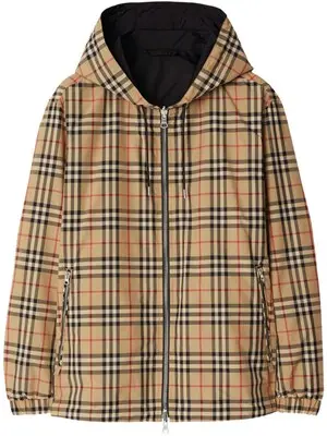 Burberry Check Print Jacket With Hood - Multi